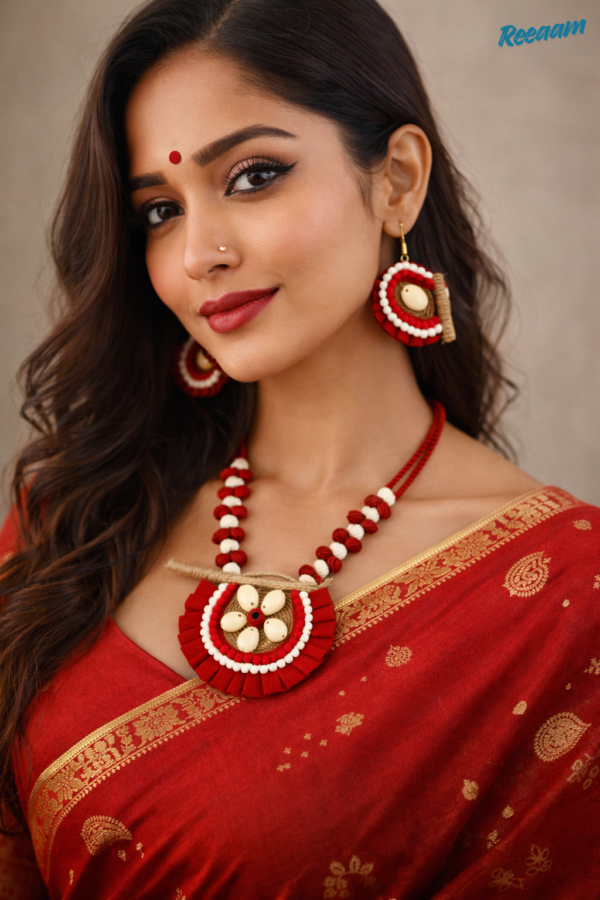 Jute Bassed Kori Designed Unique Hatpakha Model Jewellery Set – Reeaam